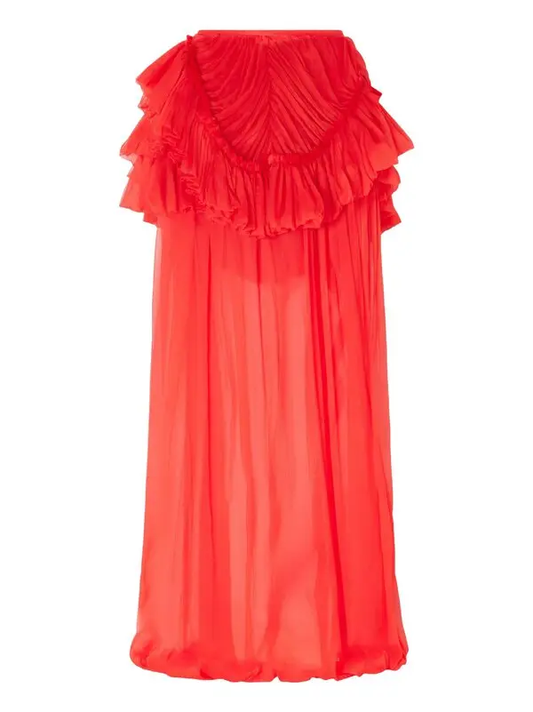 Dries Van Noten Ruffled Silk-chiffon Maxi Skirt - Orange