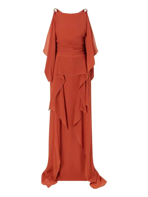 LANVIN Ruffled Silk-chiffon Gown - Brown