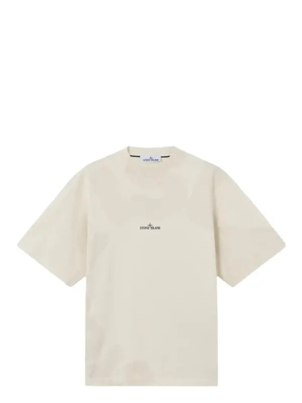 Stone Island Logo Printed Crewneck T-shirt - Ivory