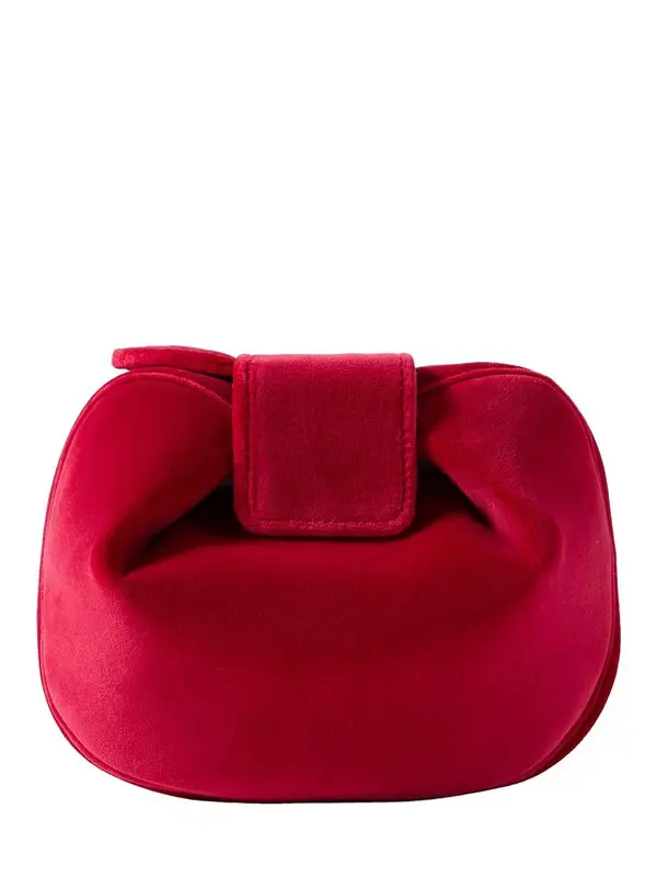 Gabriela Hearst Soft Demi Velvet Clutch - Red