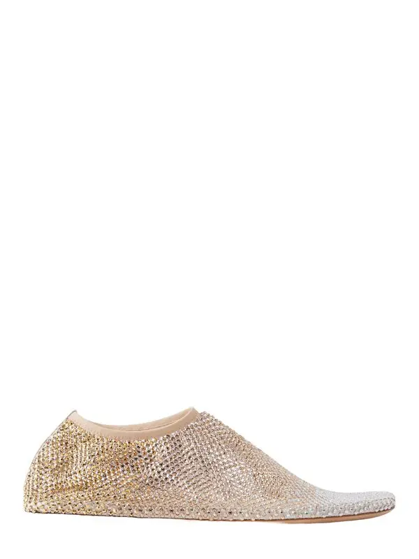 Christopher Esber Ombré Crystal-embellished Mesh Ballet Flats - Nude