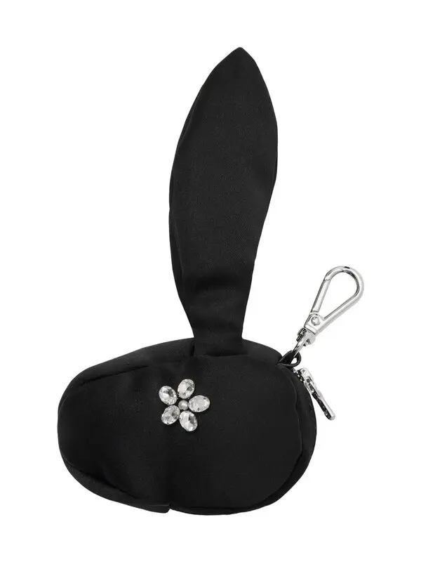 Simone Rocha Hare Embellished Satin Coin Purse - Black