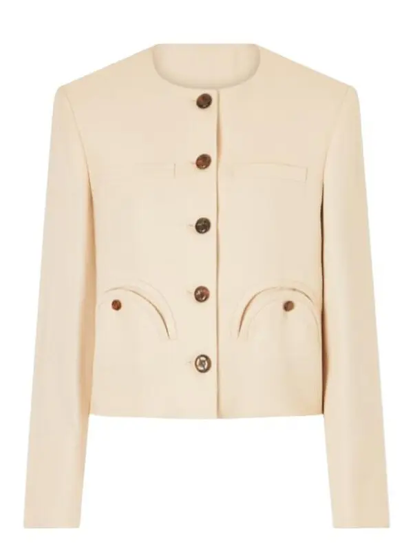 BLAZÉ MILANO Cropped Jacket With Padded Shoulders And Glossy Buttons - Nude