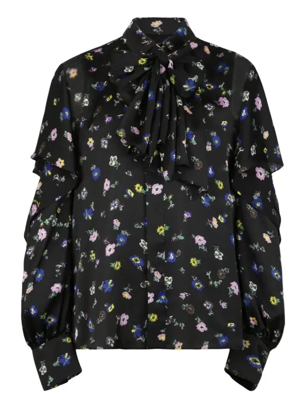 Sacai Floral Print Blouse - Black
