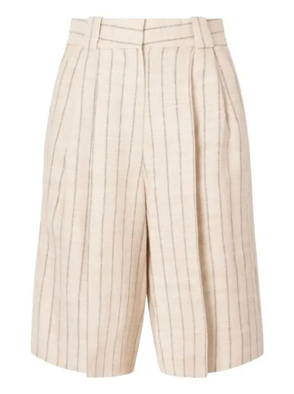 BLAZÉ MILANO Tailored Striped Wide-leg Shorts - Nude