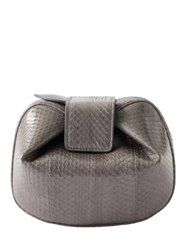 Gabriela Hearst Soft Demi Clutch In Snake-effect Leather - Gray