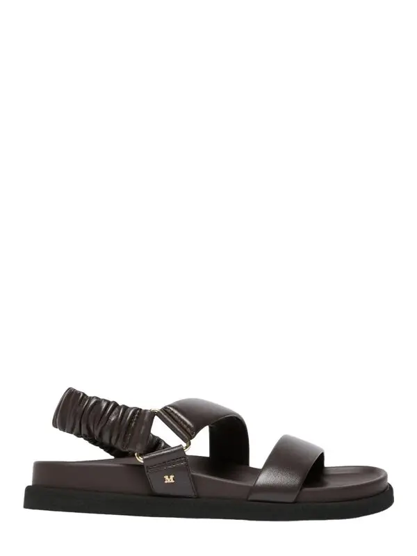 Max Mara Leather Macro Strap Sandals - Chocolate