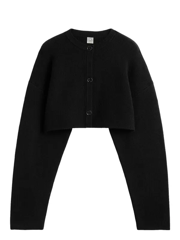 TOTEME Crewneck Cropped Cardigan - Black