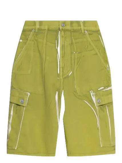 Marni Screen-printed Denim Cargo Shorts - Green