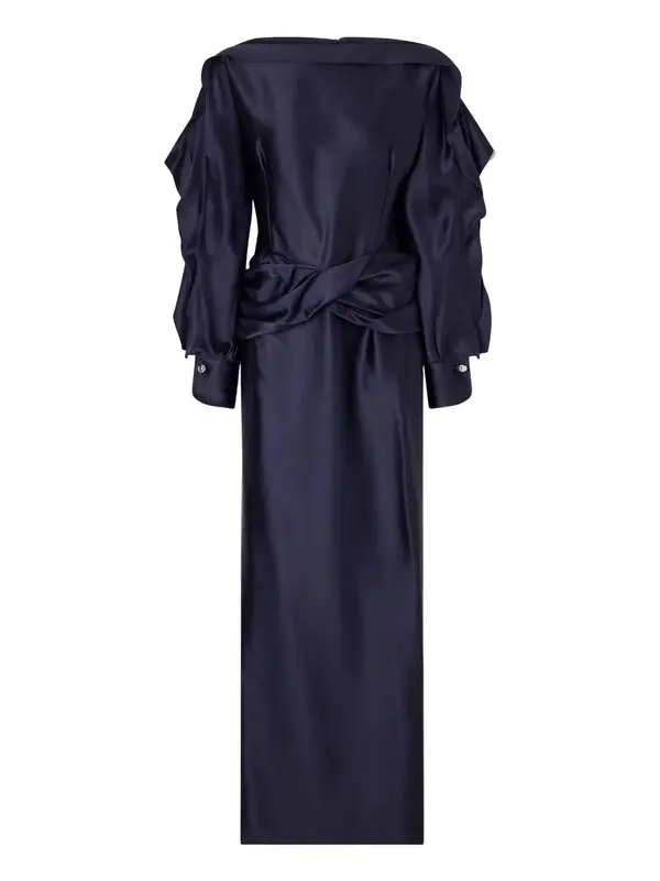 LANVIN Ruffled Gathered Satin Gown - Black
