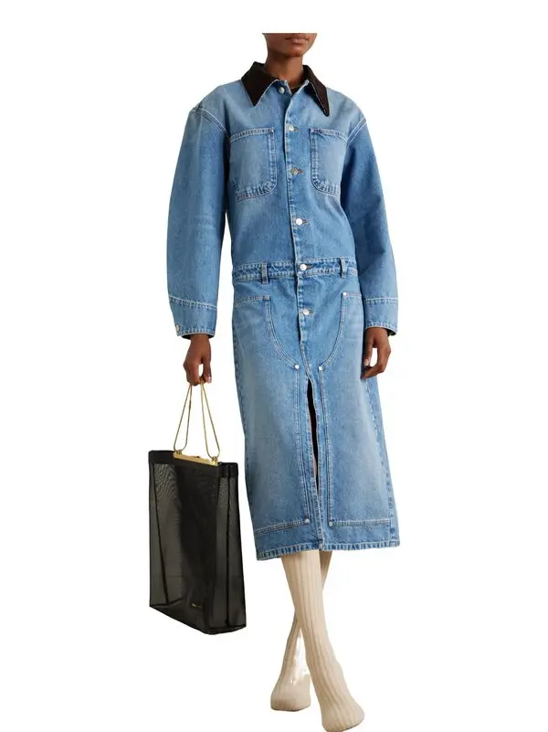 Stella McCartney Denim Dress With Corduroy Collar - Blue