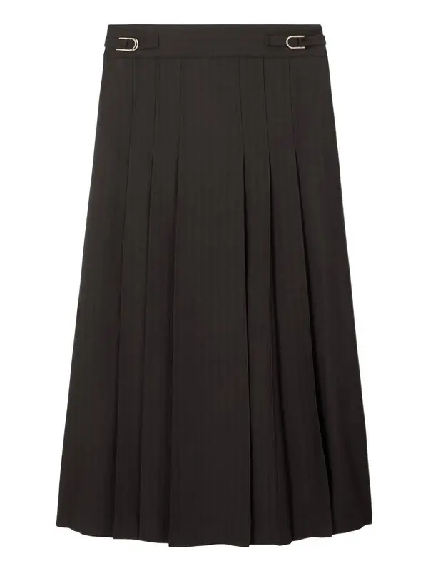 Gabriela Hearst Wesley Pleated Wool-blend Midi Skirt - Black