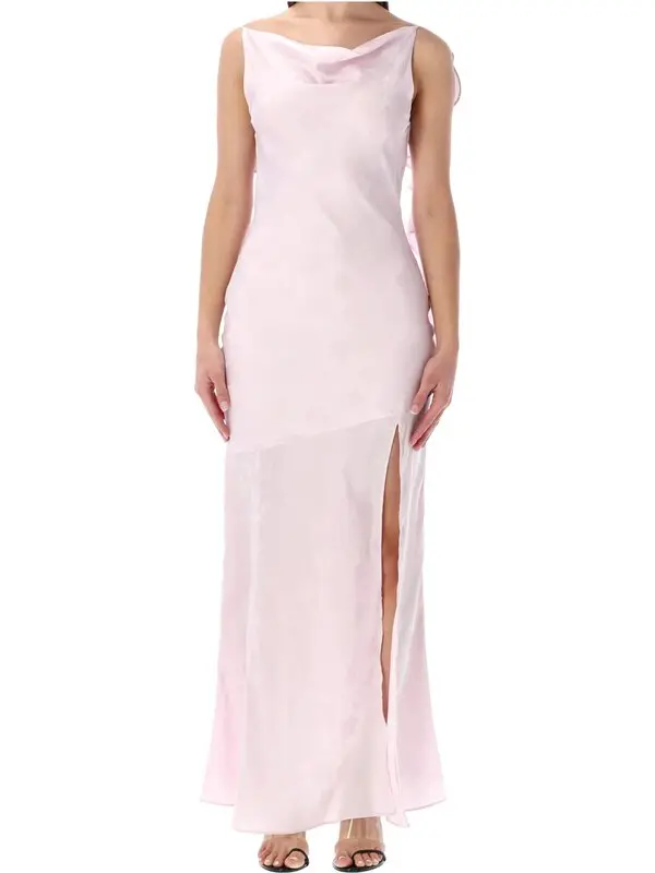 ROTATE BY BIRGER CHRISTENSEN Sleeveless Floral Print Ruffled Slit Maxi Dress - Pink