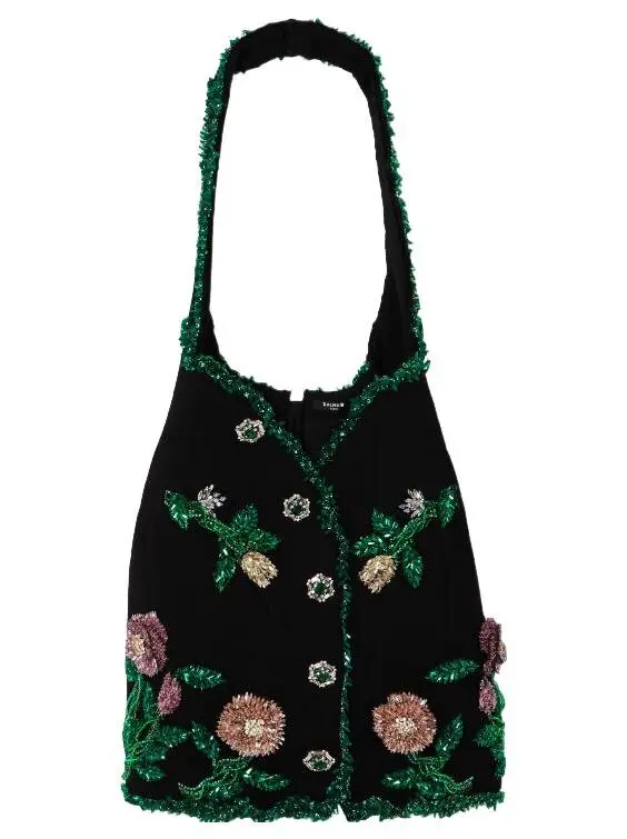 Balmain Embellished Wool Mini Dress - Black