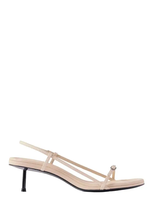 ST. AGNI Petit Belt Recycled-twill And Leather Slingback Sandals - Nude