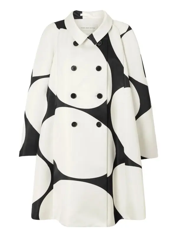 Dries Van Noten Ripa Printed Double-breasted Coat - White