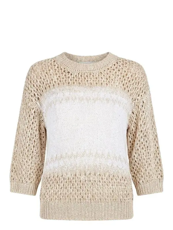 Peserico Micro-sequined Openwork Jumper - Beige