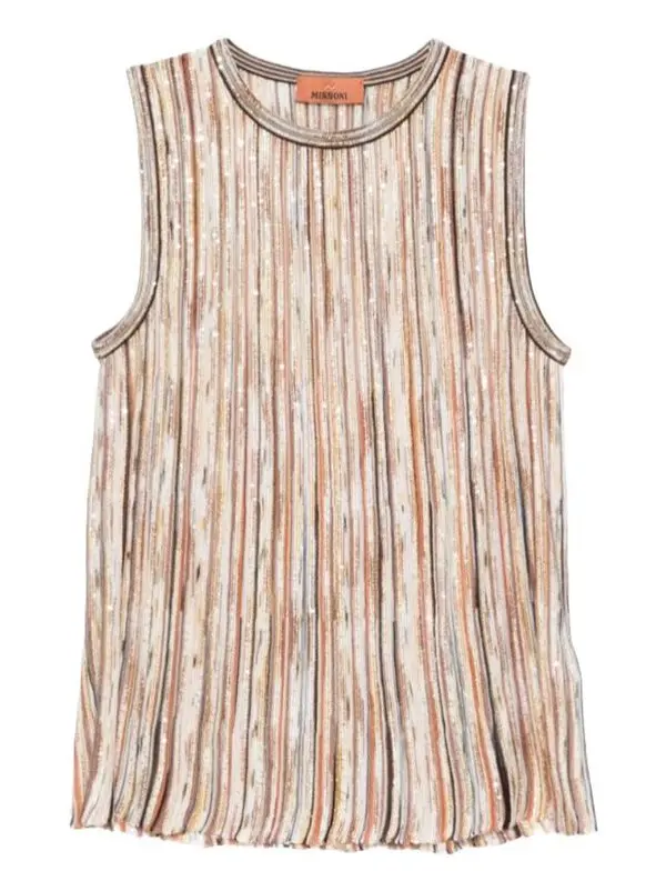 Missoni Striped Sequin Knit Top - Nude