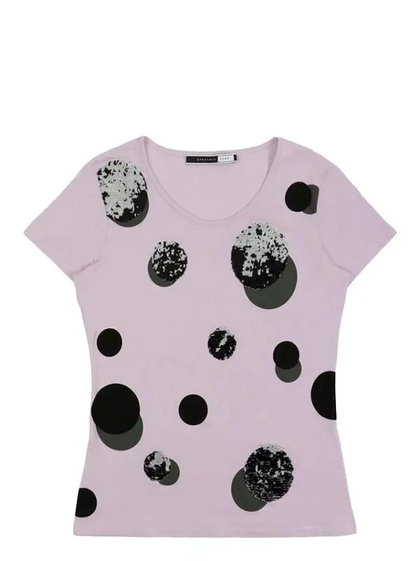 Sportmax Round Neck Short Sleeve T-shirt With Embellished Circles - Pink