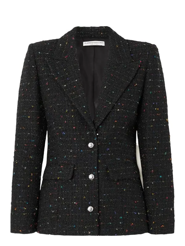 Alessandra Rich Sequin-embellished Metallic Tweed Blazer - Black
