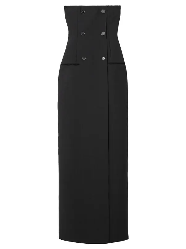 Stella McCartney Strapless Double-breasted Wool Maxi Dress - Black