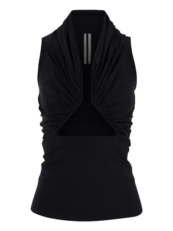 Rick Owens Cutout Gathered Stretch-jersey Top - Black