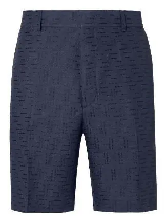 Fendi Ff Jacquard Linen Bermuda Shorts - Blue