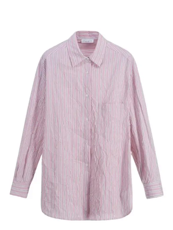 ROBERTO COLLINA Oversized Crinkled Striped Shirt - Pink