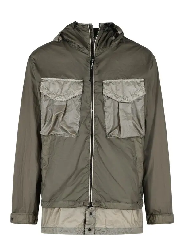 C.P. COMPANY Goggle Hood Zip-up Coat - Gun Gray