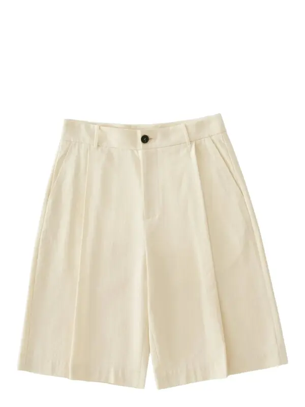 Studio Nicholson Belt Loop Shorts With Pleated Details - Nude
