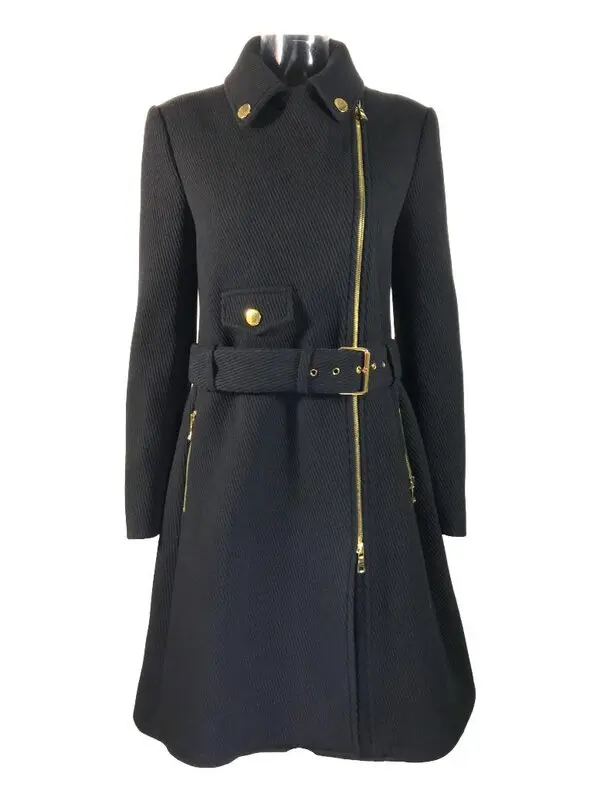 Moschino Oblique Zipper Cardigan Coat - Black