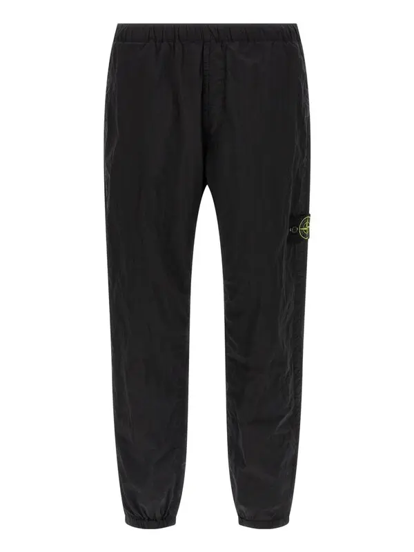 Stone Island Logo-patch Elasticated Waistband Trousers - Black