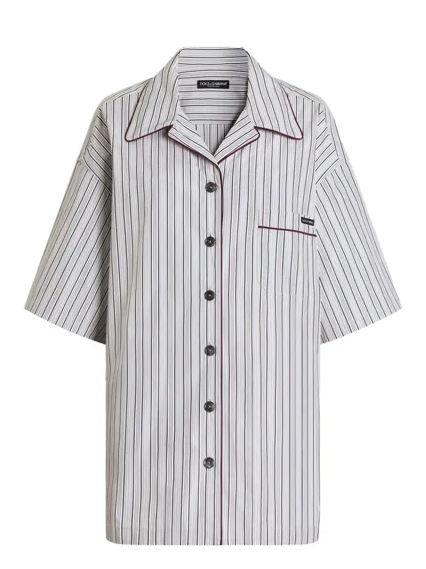 Dolce & Gabbana Striped Short Sleeve Shirt - White