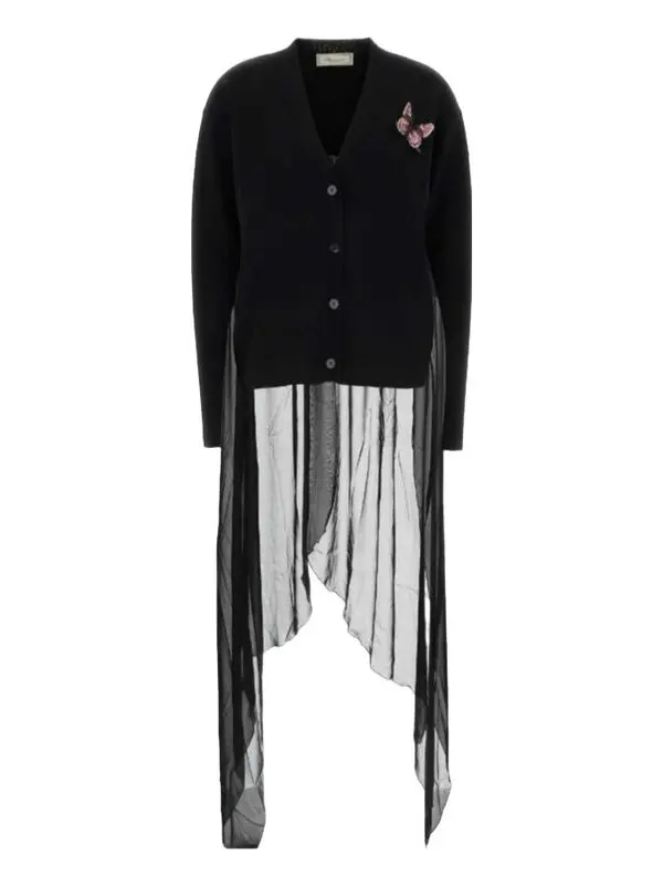 Blumarine Sheer Panel Cardigan - Black