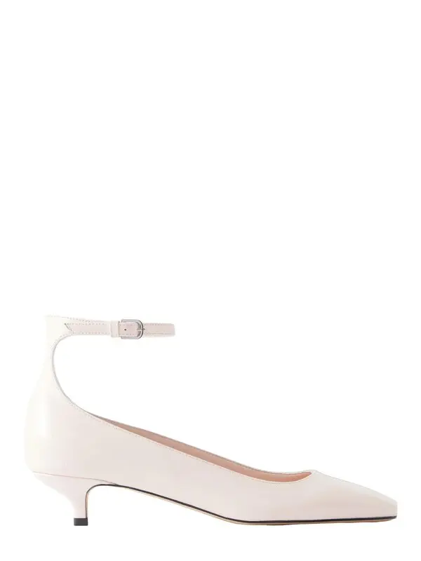 TOTEME Glossed-leather Pumps With Ankle Strap - White