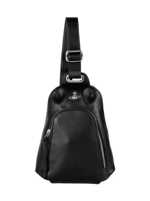 VIVIENNE WESTWOOD Grained Pu Leather Sling Bag With Orb Plaque - Black