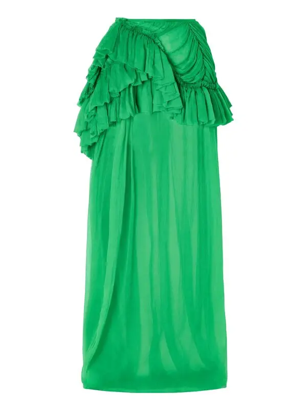 Dries Van Noten Ruffled Silk-chiffon Maxi Skirt - Green