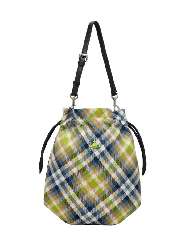 VIVIENNE WESTWOOD Checkered Drawstring Shoulder Bag - Multicolor