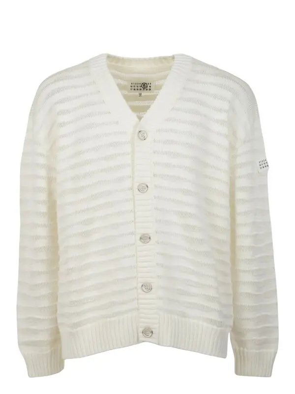 MAISON MARGIELA V-neck Knitted Cardigan - White