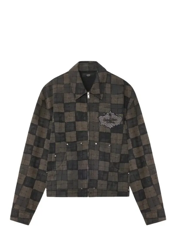 Amiri Checked Denim Jacket - Brown