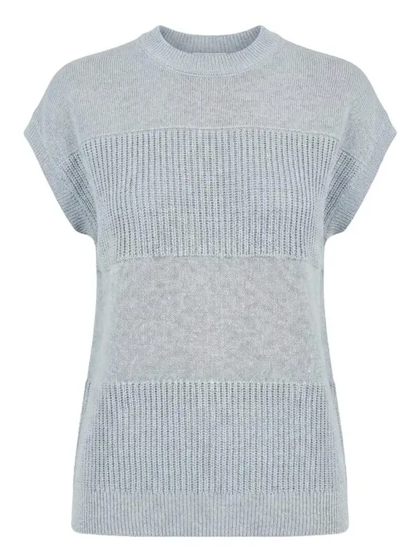Peserico Ribbed Knit Sleeveless Vest - Blue