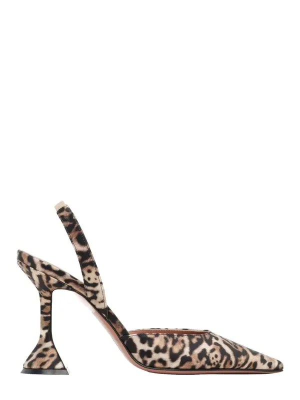 Amina Muaddi Holli Sling 95 Leopard Print Pointed Toe High-heeled Sandals - Black