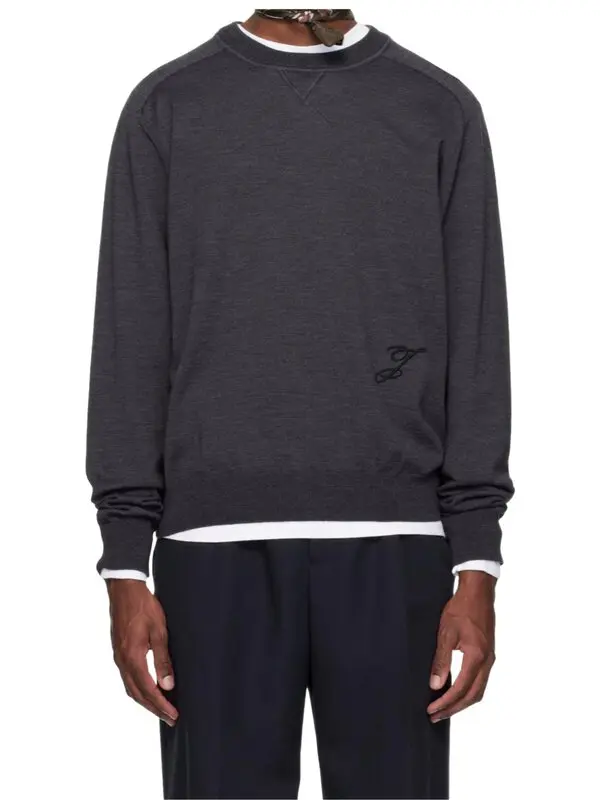 Jacquemus Logo Embroidered Crewneck Knitted Jumper - Grey