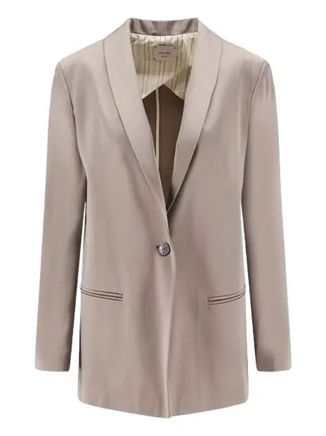 ALYSI Single-breasted Shawl Lapel Blazer - Taupe