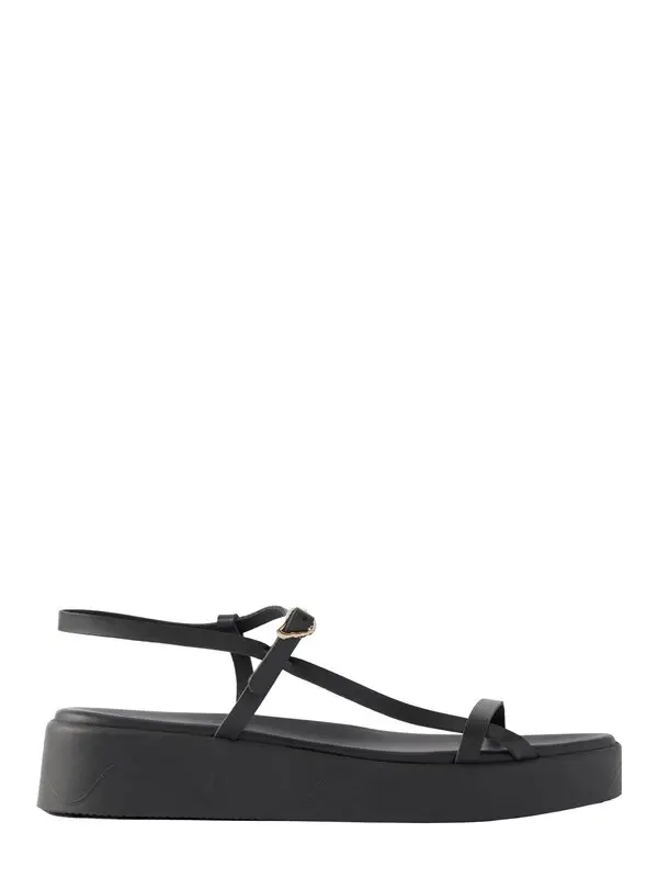 ANCIENT GREEK SANDALS Politia Leather Platform Sandals - Black