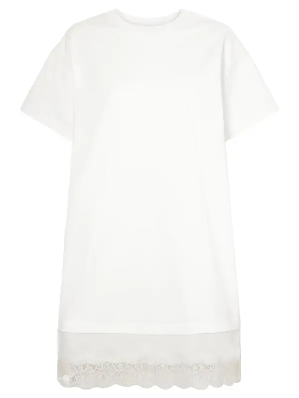 Staud Grier Mini Dress With Lace Trim - Ivory