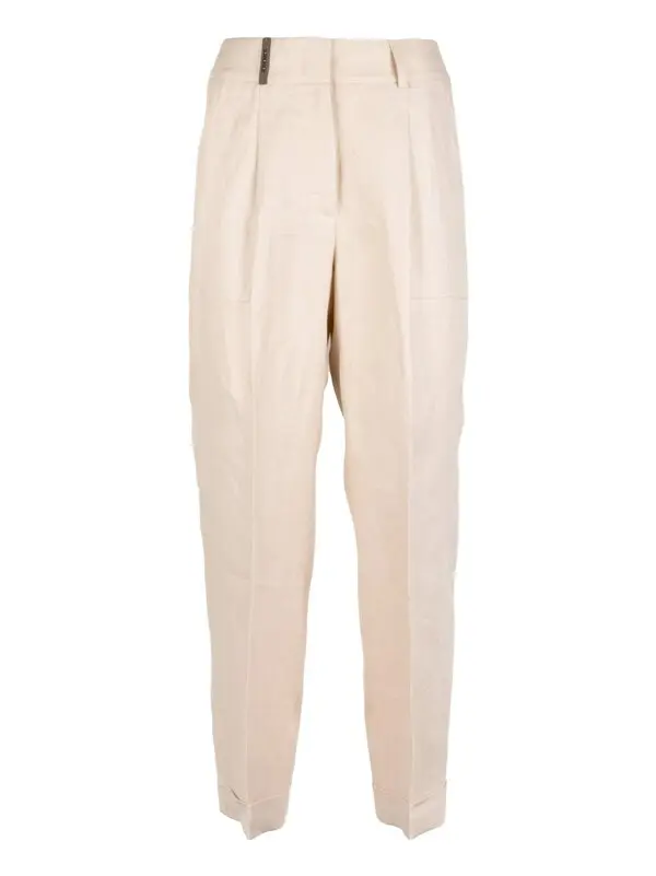 Peserico Pleated Trousers With Buckles - Nude