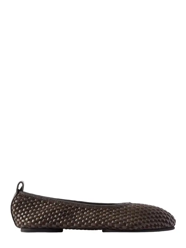 ST. AGNI Woven Leather Ballet Flats - Black