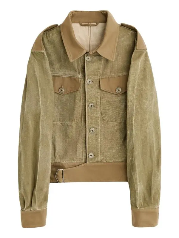 Our Legacy Epaulet Belted Jacket - Gray Olive