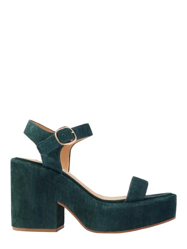 Gabriela Hearst Ribbed Suede Platform Sandals - Green